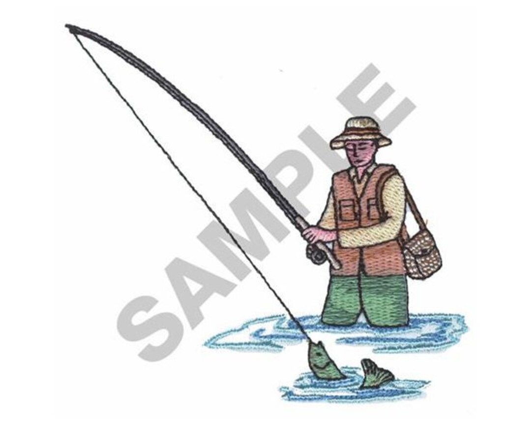 Man Fishing - Machine Embroidery Design - Etsy