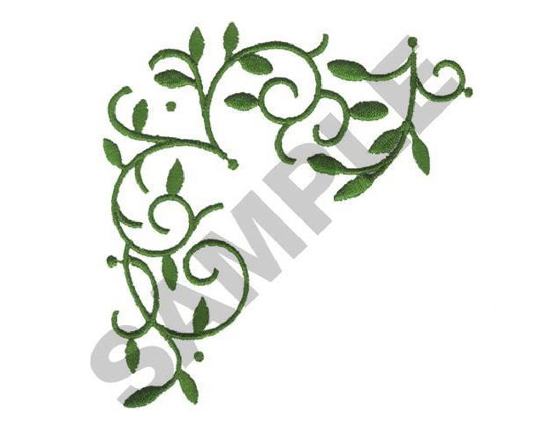 Corner Leaf Scroll Machine Embroidery Design - Etsy