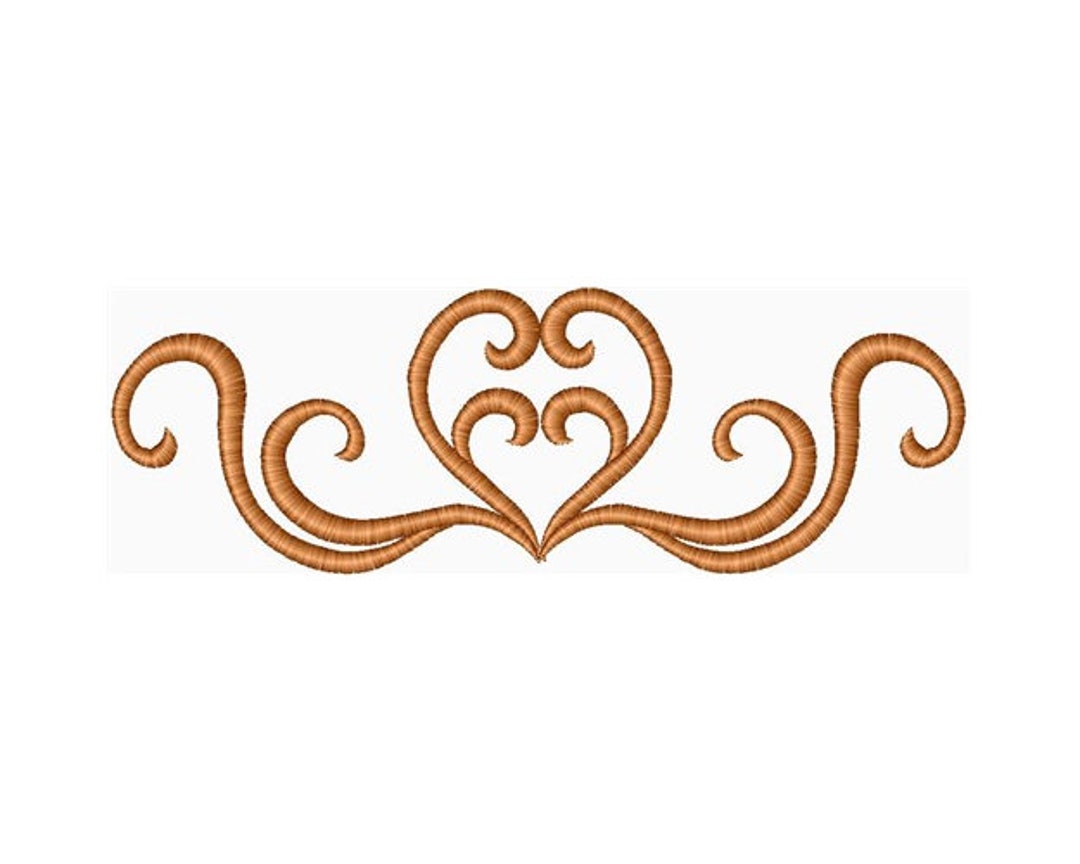 Heart Scroll Machine Embroidery Design - Etsy