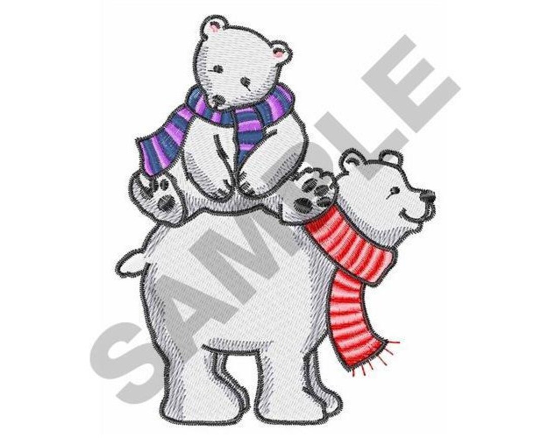 Stacked Polar Bears - Machine Embroidery Design - Etsy