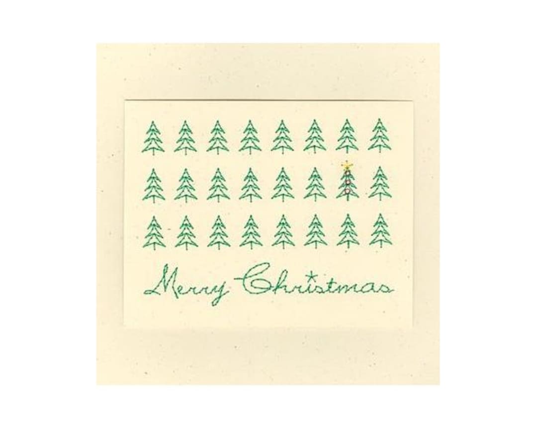Merry Christmas Card - Machine Embroidery Design, Christmas Trees Card ...
