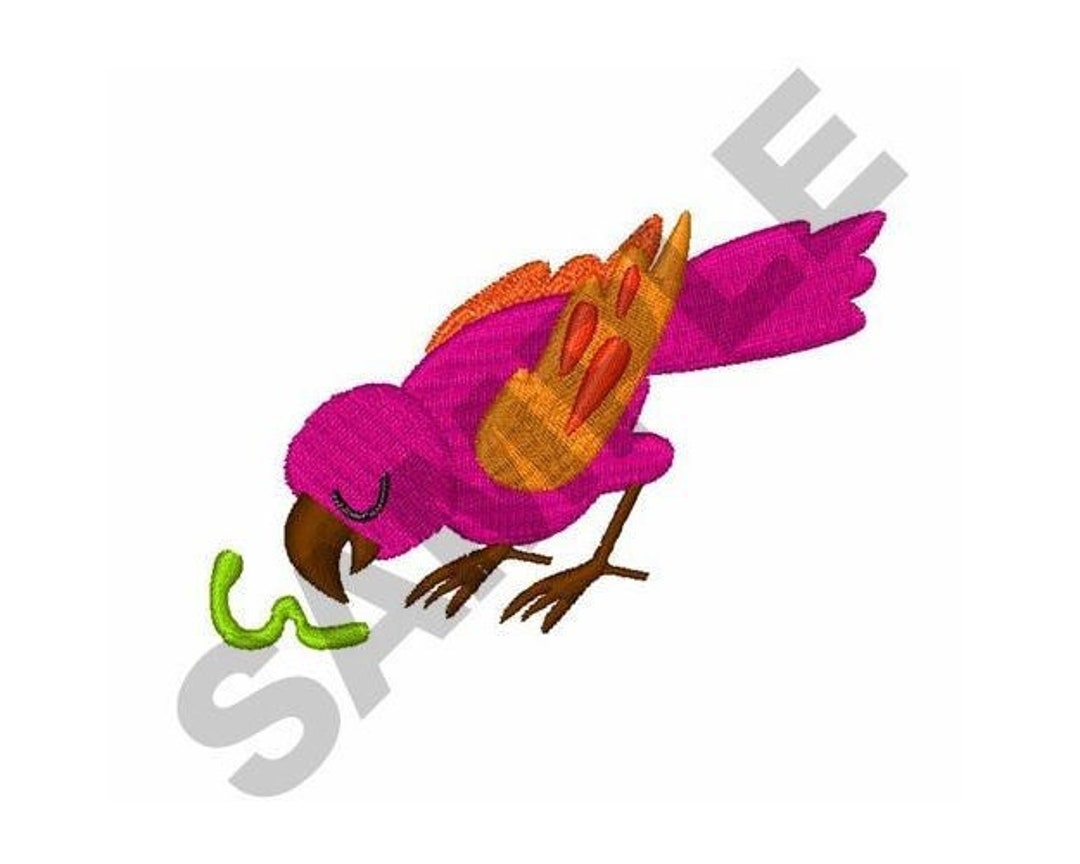 Bird and Worm Machine Embroidery Design - Etsy