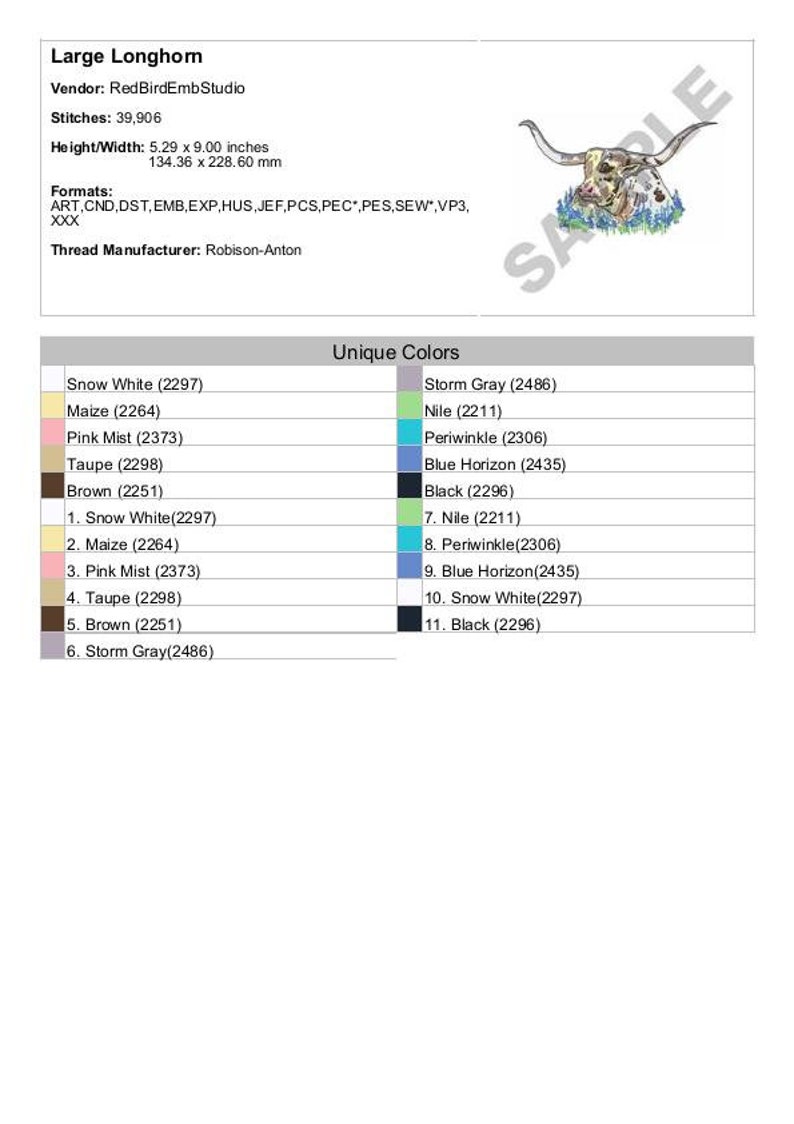 Large Longhorn Machine Embroidery Design - Etsy