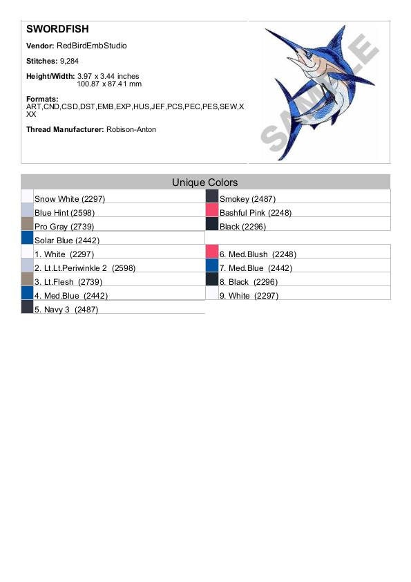 Swordfish Machine Embroidery Design - Etsy