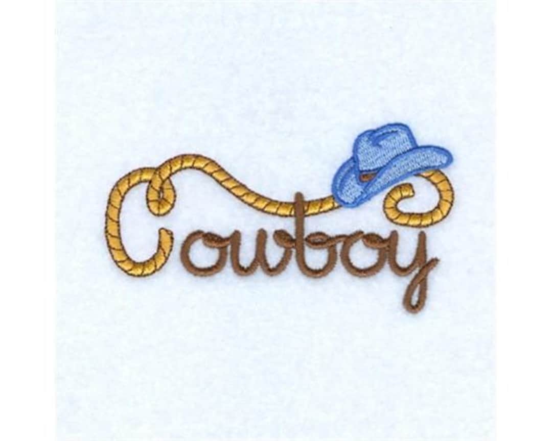 Cowboy Script - Machine Embroidery Design, Cowboy Hat & Rope Embroidery ...