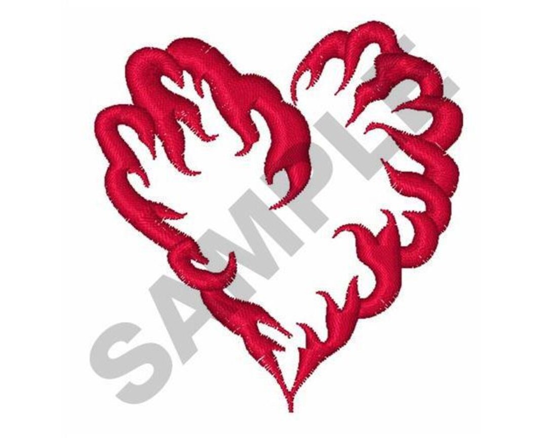 Flaming Heart Machine Embroidery Design - Etsy