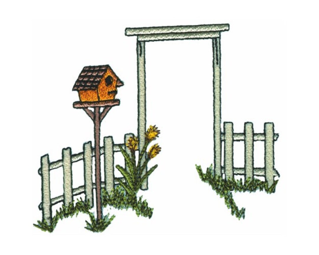 Fence and Birdhouse - Machine Embroidery Design - Etsy