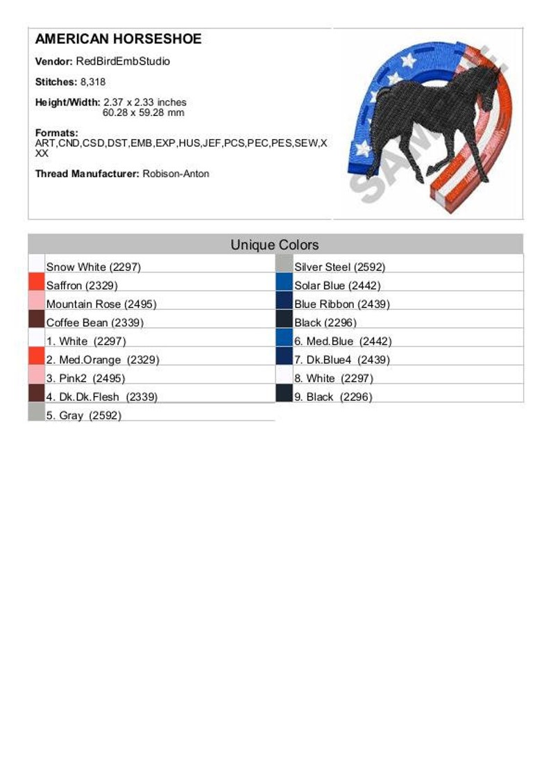 American Horseshoe Machine Embroidery Design - Etsy