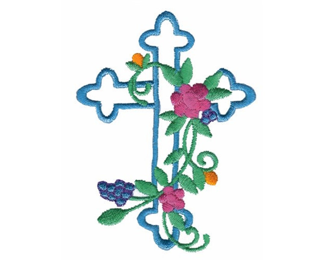 Floral Cross Machine Embroidery Design - Etsy