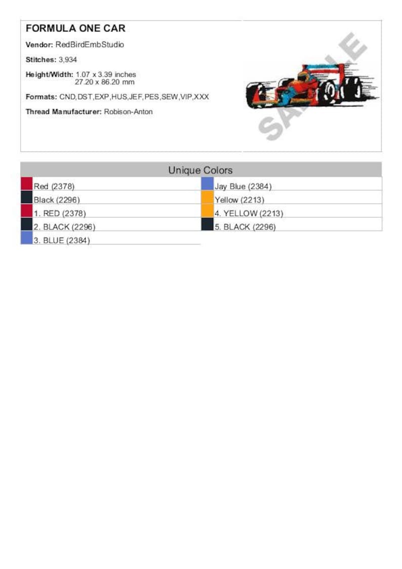 Formula One Car Machine Embroidery Design - Etsy