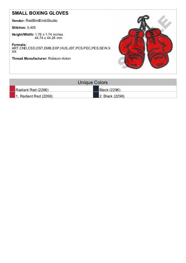 Small Boxing Gloves - Machine Embroidery Design - Etsy
