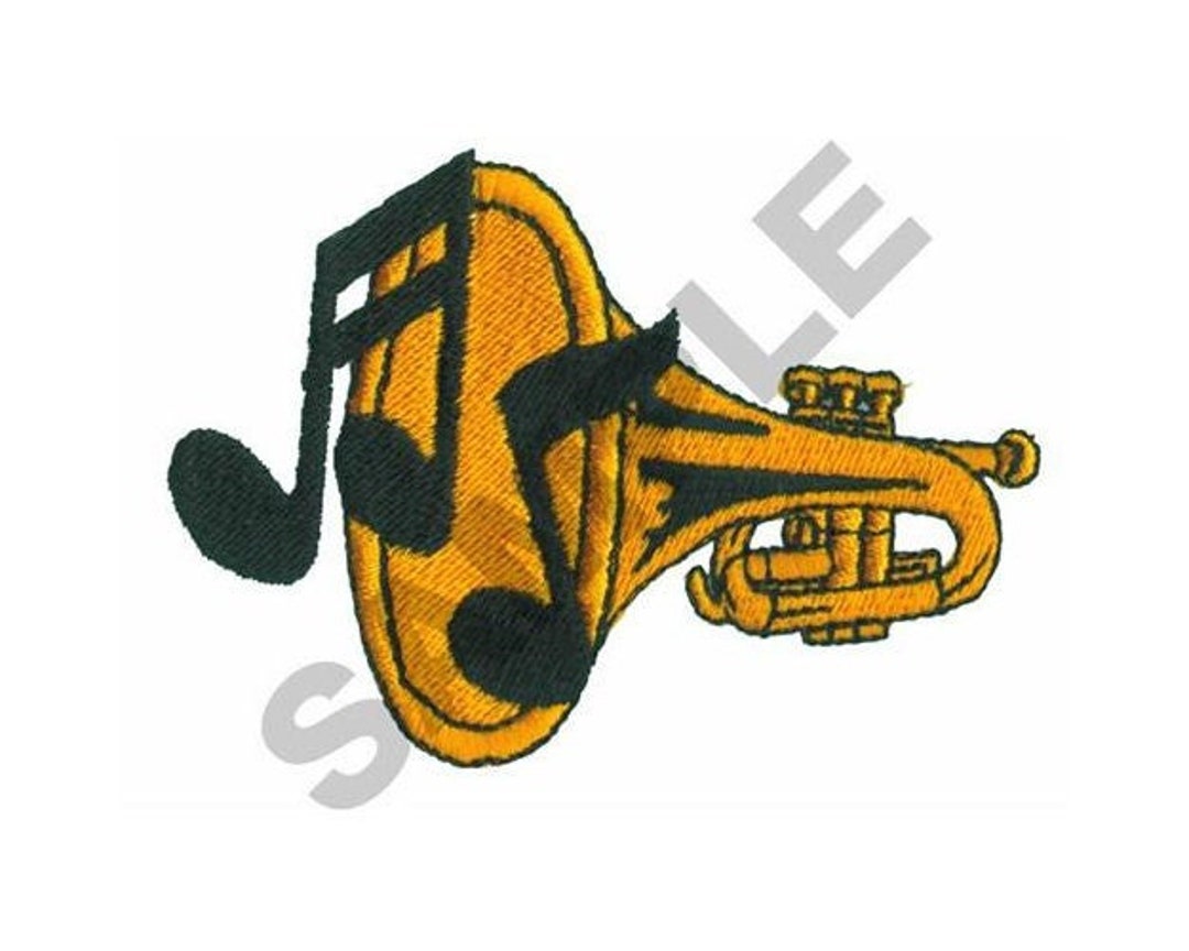 Trumpet With Notes Machine Embroidery Design - Etsy