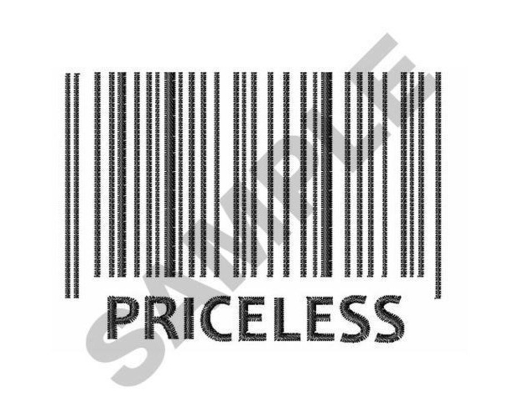 Priceless Bar Code - Machine Embroidery Design - Etsy