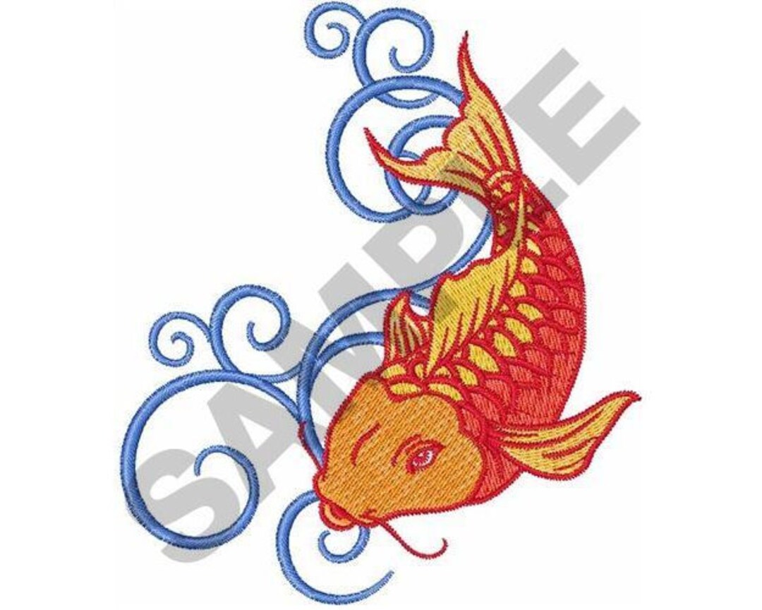 Koi Fish Water Swirls Machine Embroidery Design - Etsy
