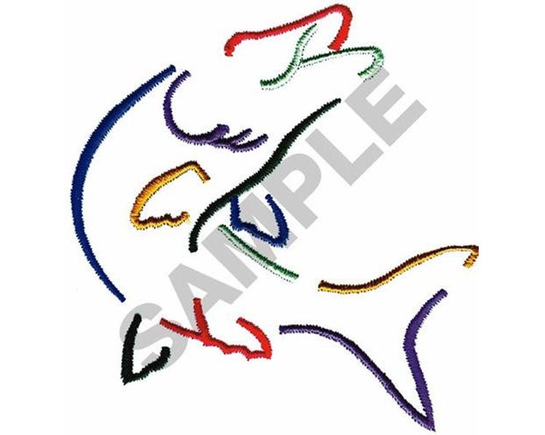 Jumping Fish Outline Machine Embroidery Design - Etsy