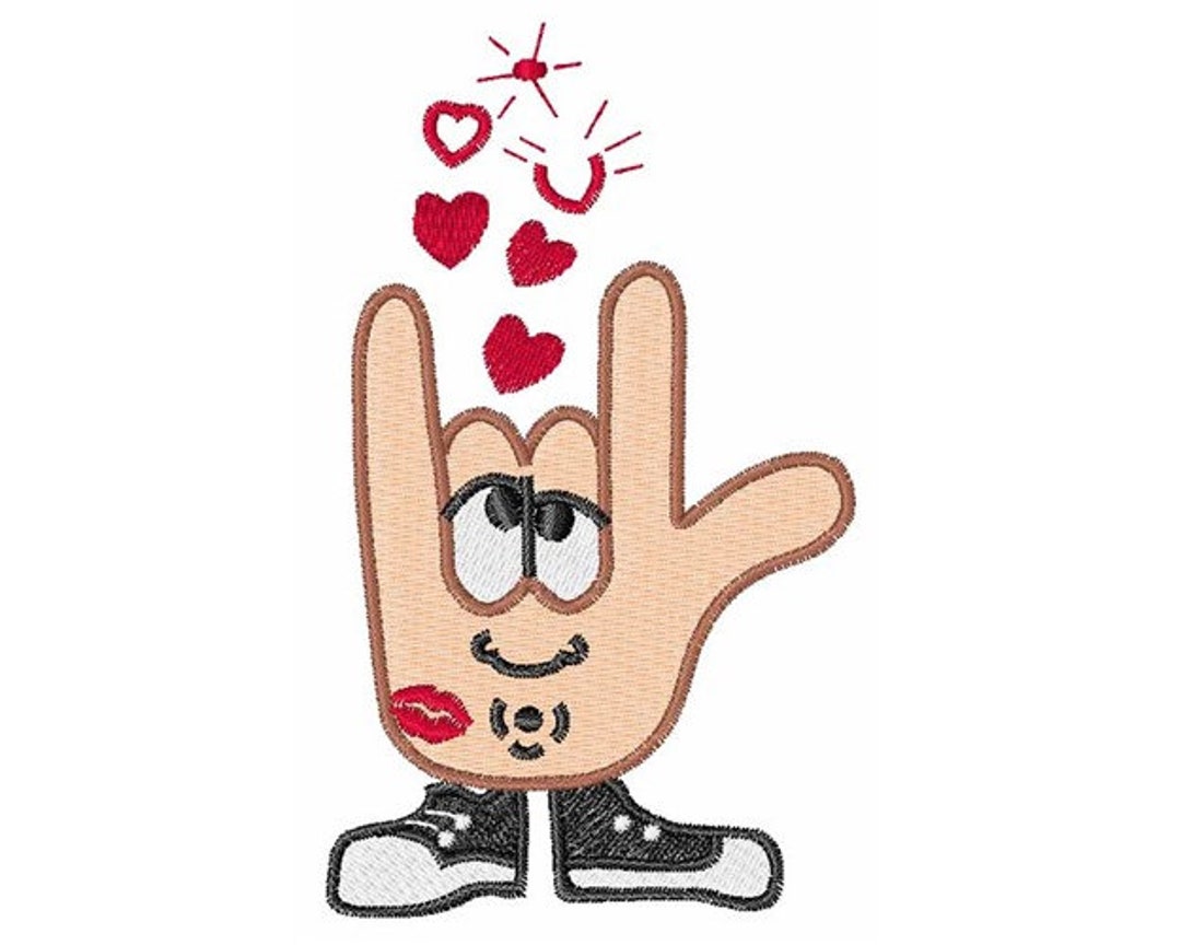Love You Signing Machine Embroidery Design - Etsy