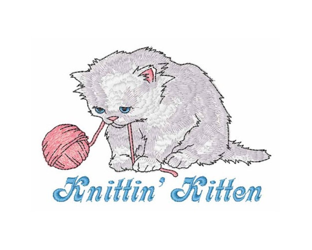 Knittin Kitten Machine Embroidery Design - Etsy