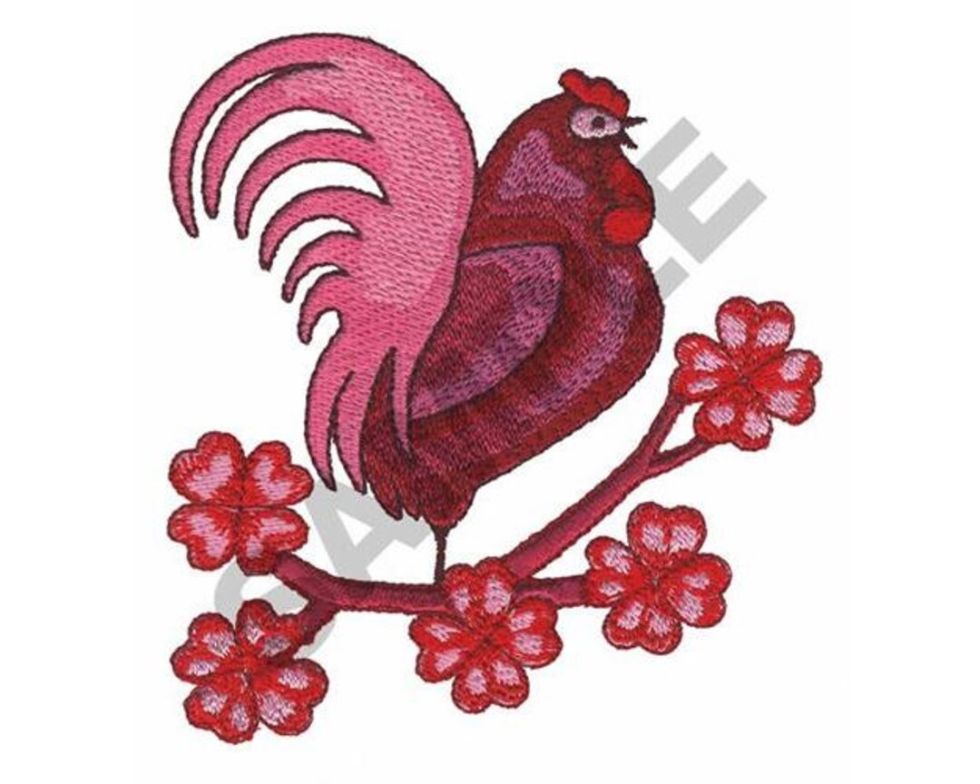Rooster With Emblem Machine Embroidery Design - Etsy