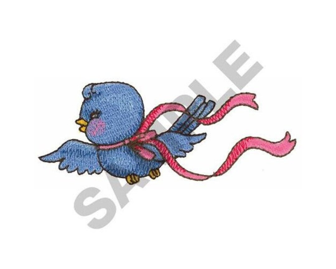 Bird With Ribbon Machine Embroidery Design - Etsy