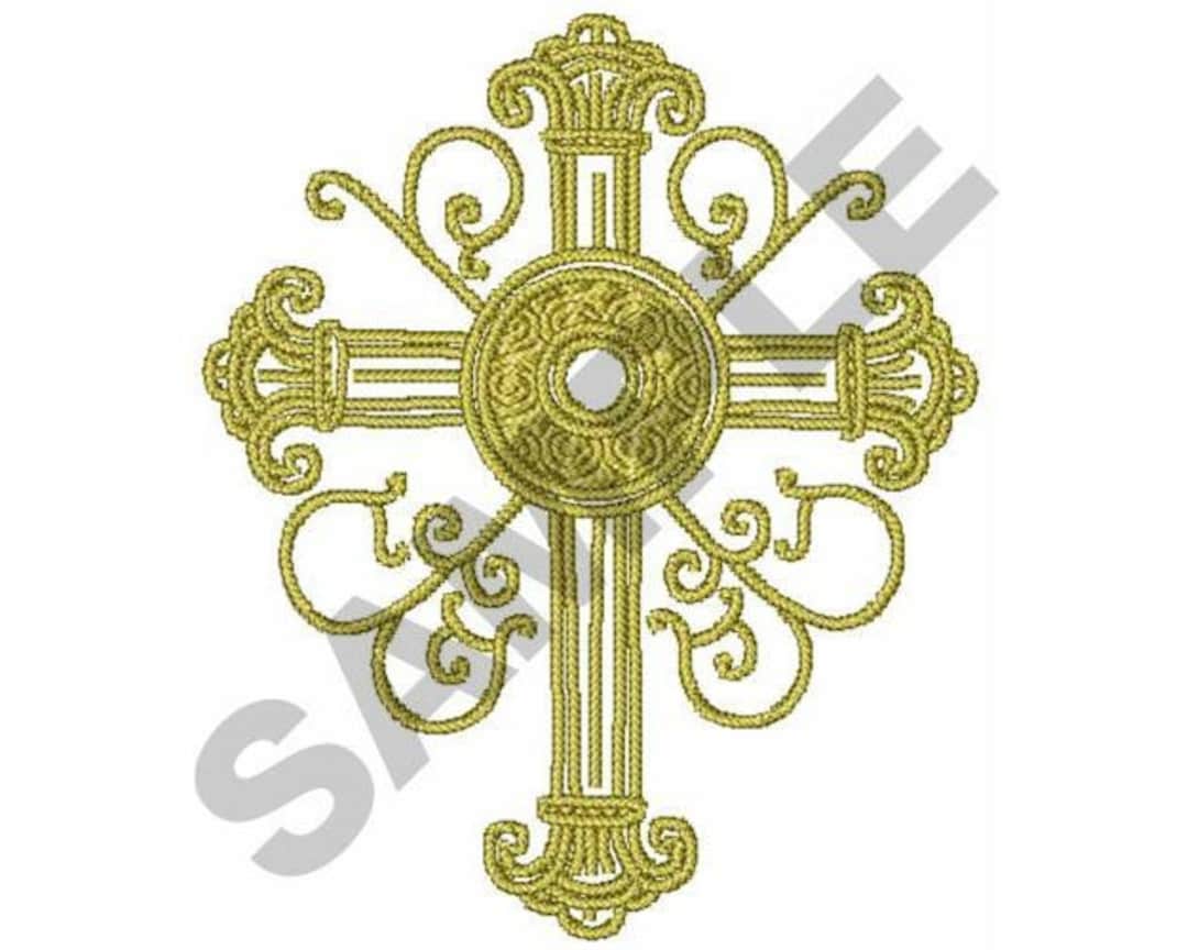 Ornate Cross Machine Embroidery Design - Etsy