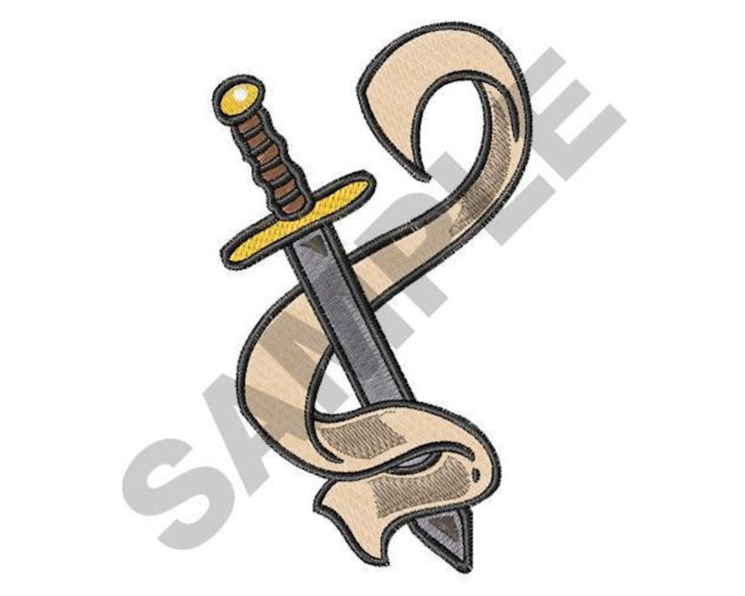Sword and Ribbon Machine Embroidery Design - Etsy