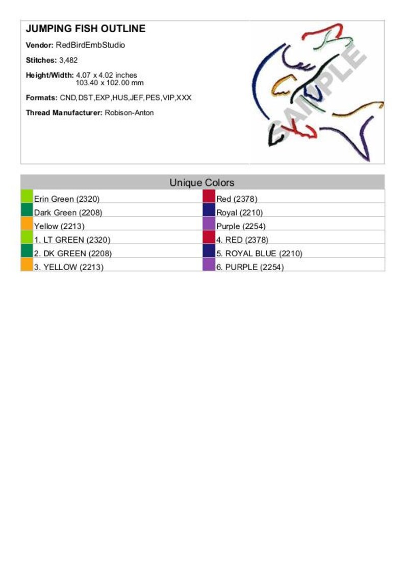 Jumping Fish Outline Machine Embroidery Design - Etsy