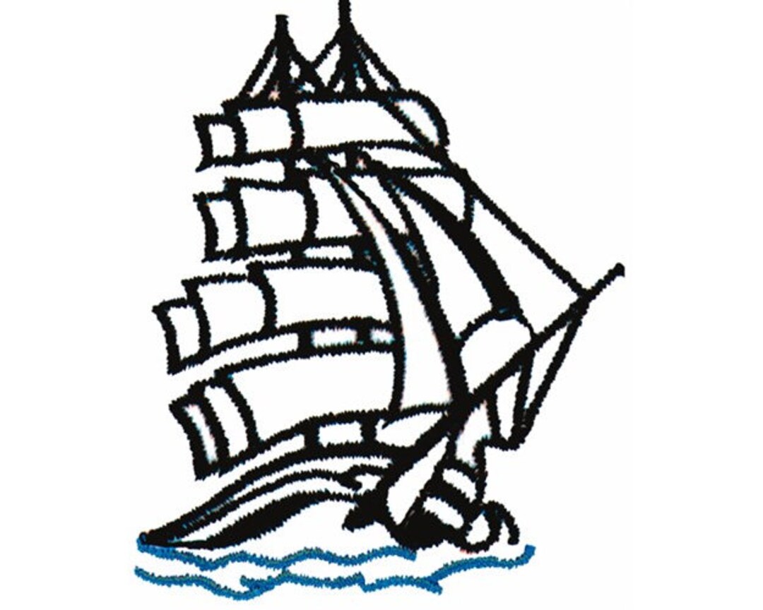 Clipper Ship - Machine Embroidery Design - Etsy