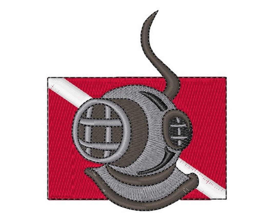 Dive Helmet and Flag Machine Embroidery Design - Etsy