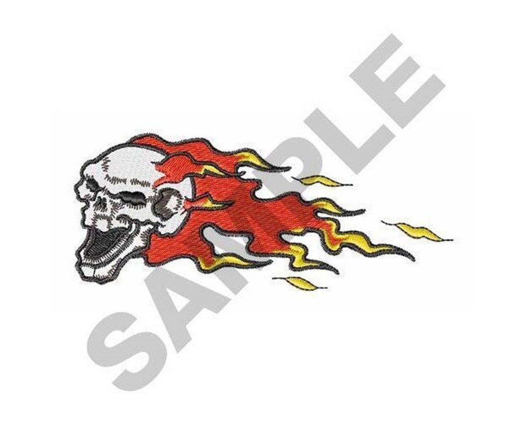 Flaming Skull Machine Embroidery Design - Etsy