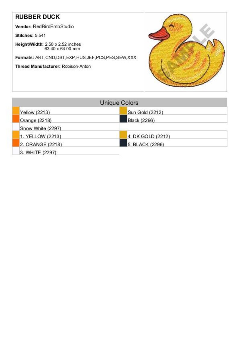 Rubber Duck Machine Embroidery Design - Etsy