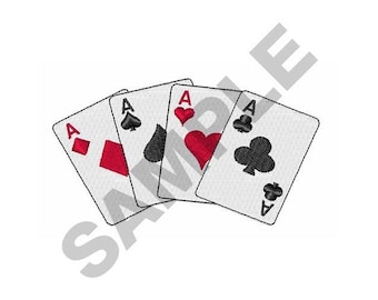 Four Aces Machine Embroidery Design, Playing Cards Embroidery Pattern ...