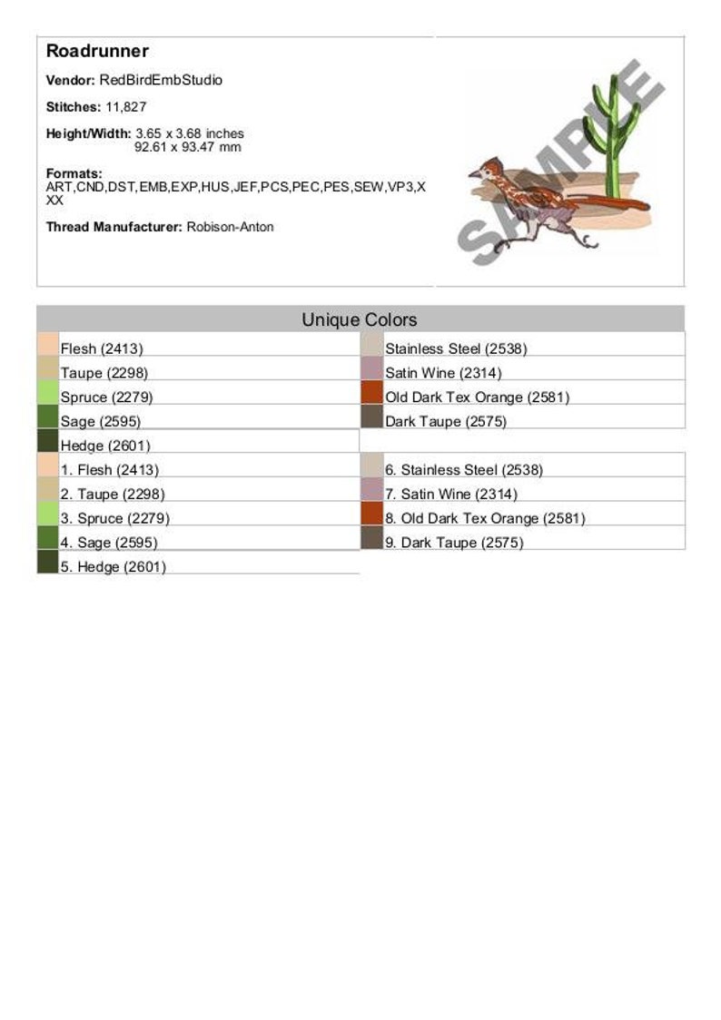Roadrunner - Machine Embroidery Design - Etsy