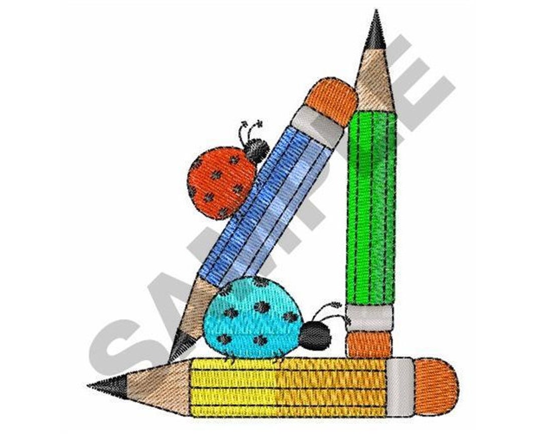 Ladybugs on Pencils Machine Embroidery Design - Etsy
