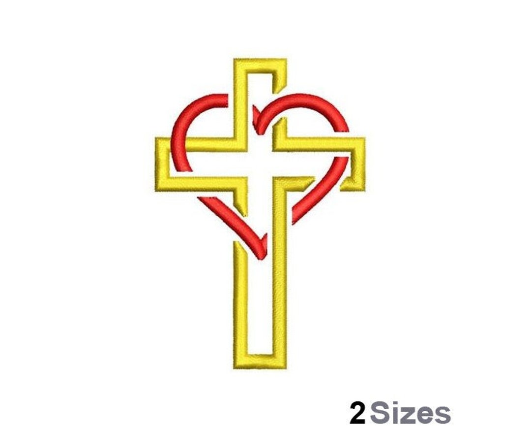 Interlocking Heart and Cross Machine Embroidery Design 2 Sizes - Etsy