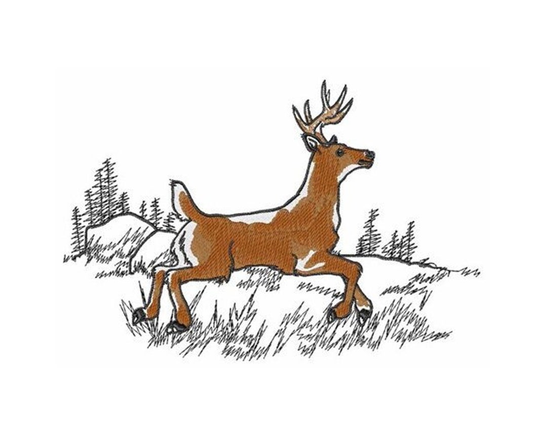 Buck Running - Machine Embroidery Design - Etsy