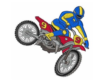 Green Dirt Bike Pattern. Machine Embroidery Design. Motocross ...