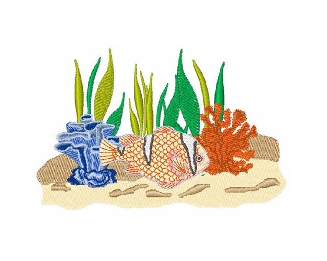 Fish and Coral Machine Embroidery Design - Etsy