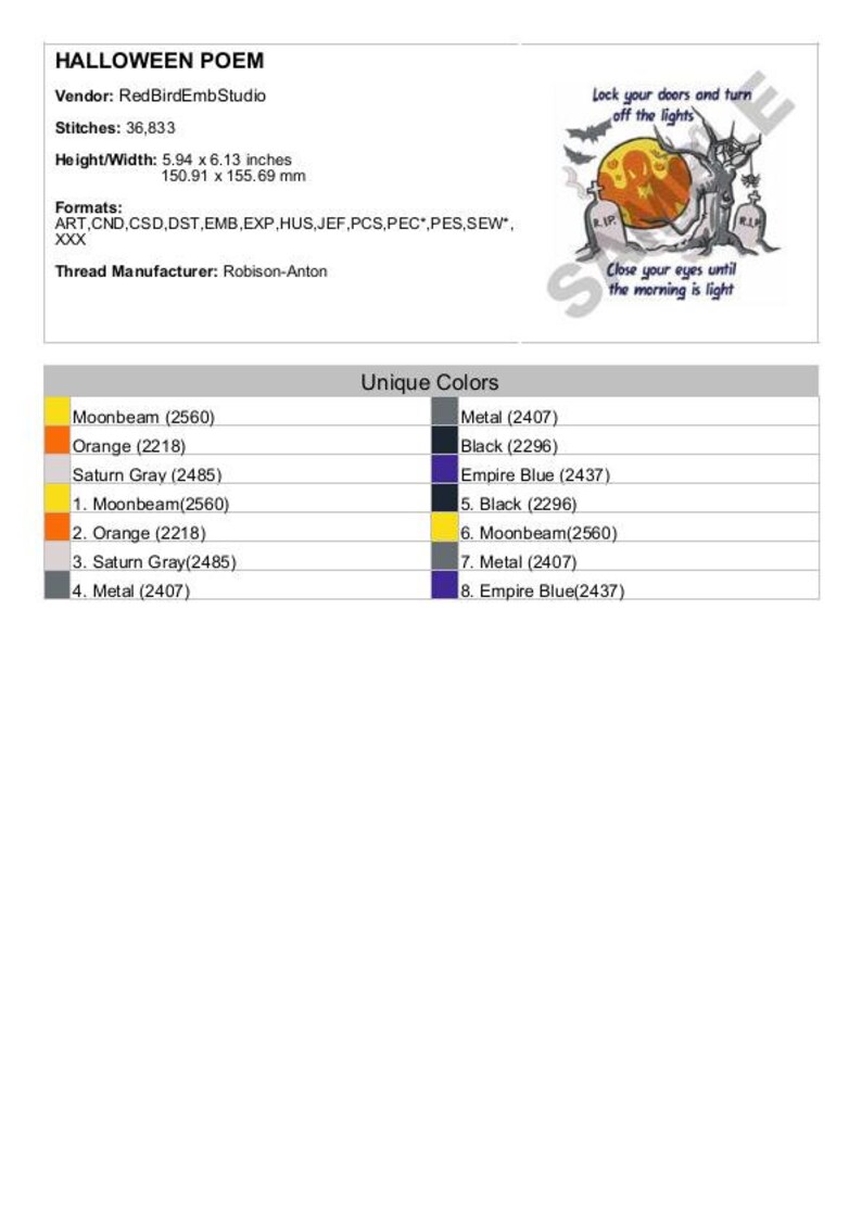 Halloween Poem Machine Embroidery Design - Etsy