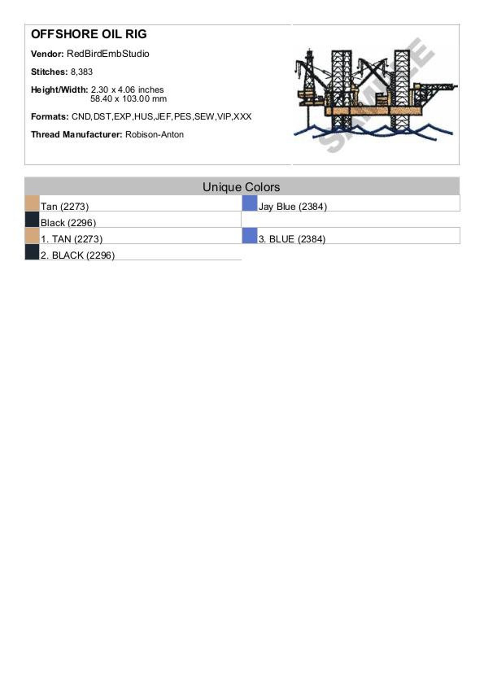Offshore Oil Rig Machine Embroidery Design - Etsy