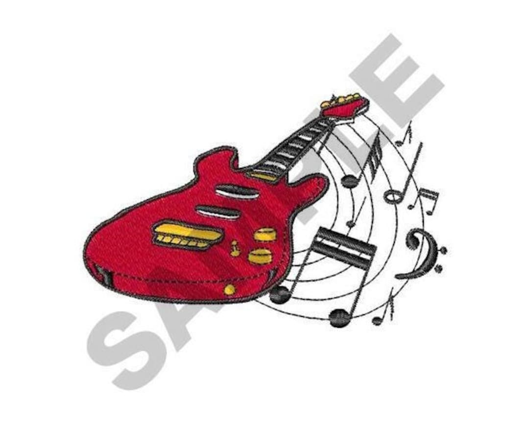 Guitar and Music - Machine Embroidery Design - Etsy