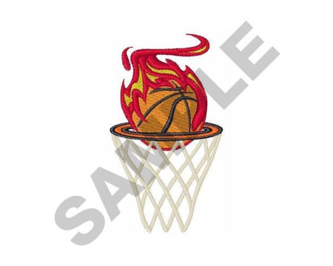 Flaming Basketball - Machine Embroidery Design - Etsy
