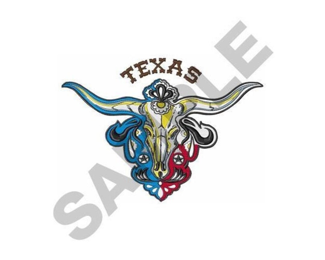 Texas Flag Longhorn Machine Embroidery Design - Etsy