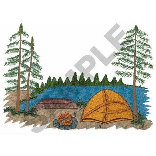 Camping in Nature Embroidery Design. Camping in Forest With - Etsy