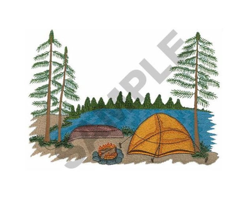 Camping Scene - Machine Embroidery Design - Etsy
