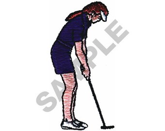 Lady Golfer Machine Embroidery Design Instant Download - Etsy