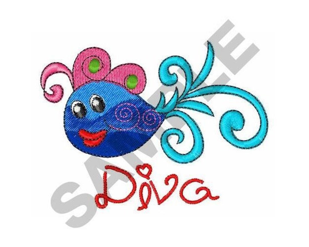 Diva Fish Machine Embroidery Design - Etsy