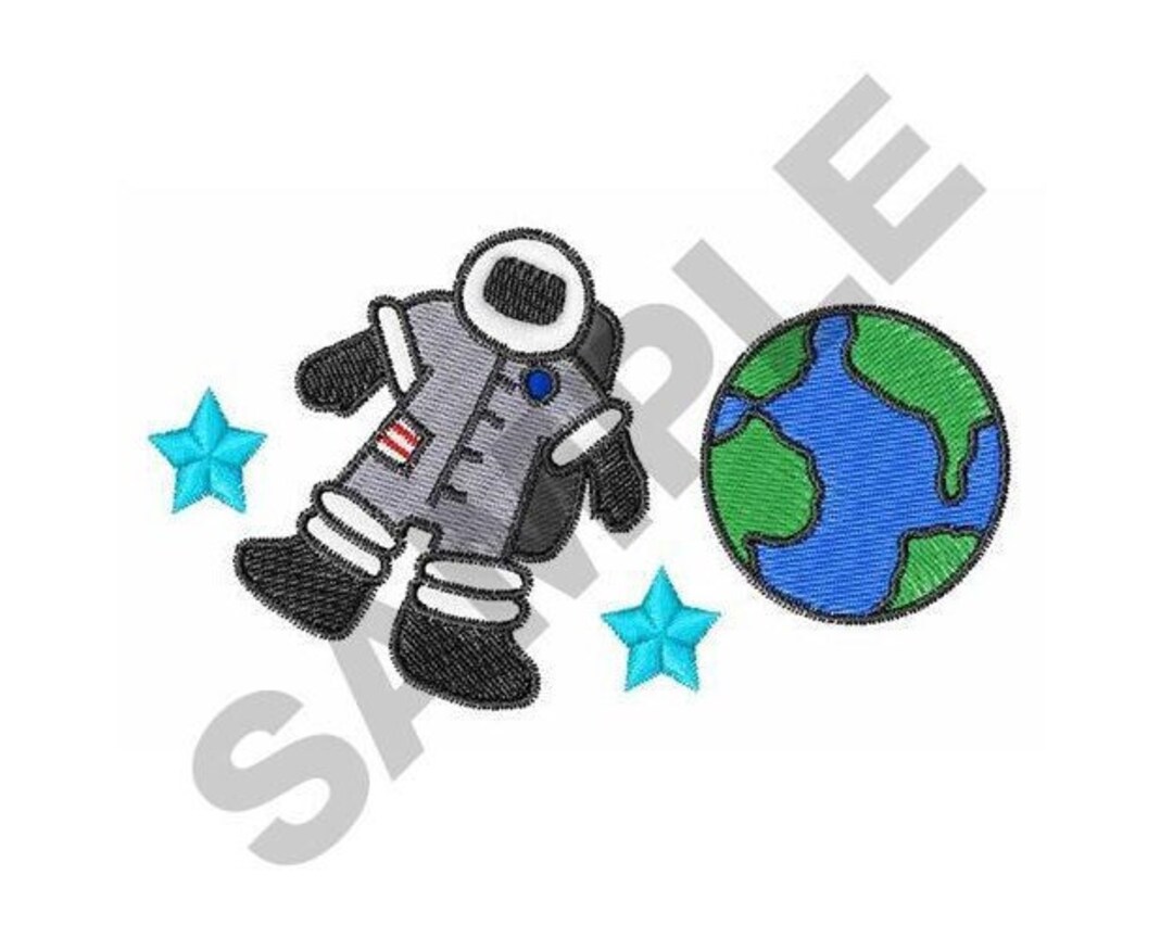 Astronaut and Earth Machine Embroidery Design - Etsy