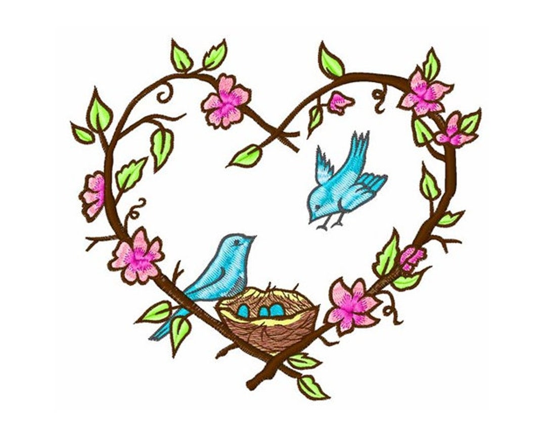 Heart Nest Machine Embroidery Design - Etsy