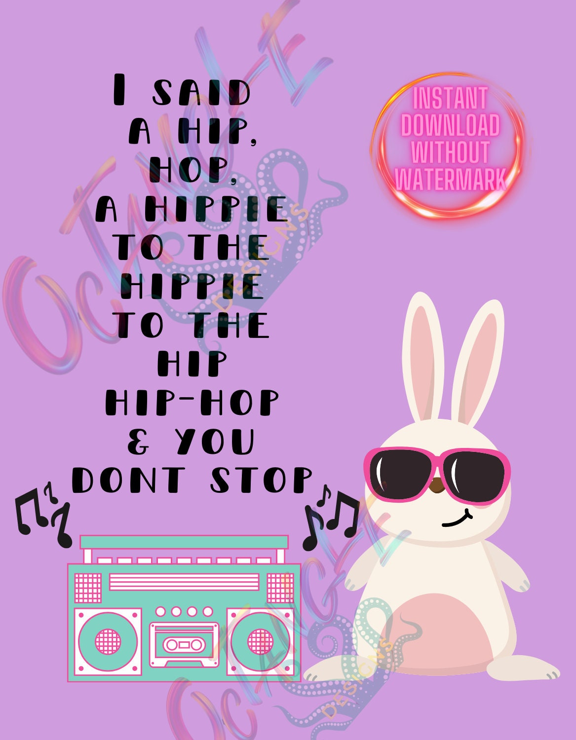 Hip Hop Bunny Song Easter Cut File Instant Download Svg Png Silly ...