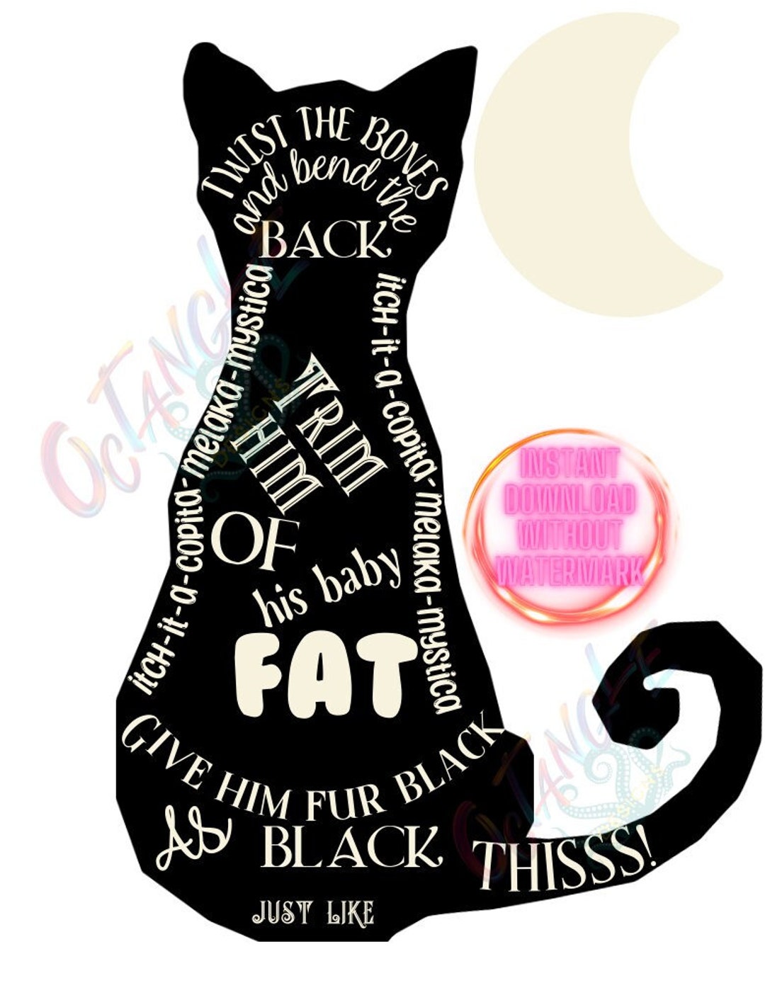 Thackary Binx Hocus Pocus Cat Transformation Spell Instant Download Svg ...
